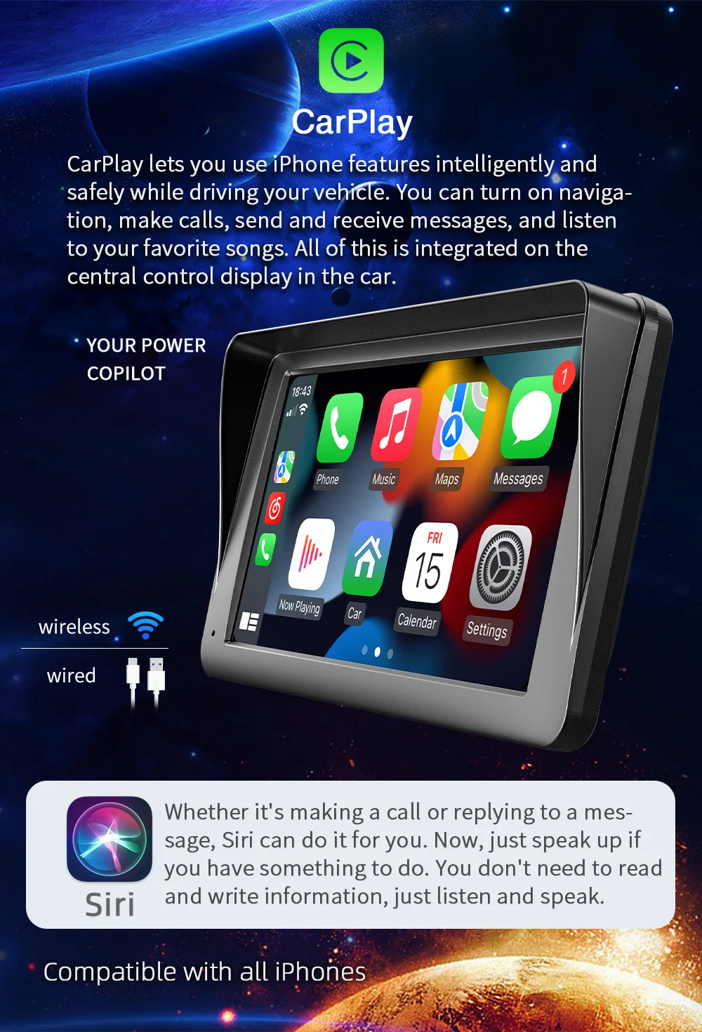 BQCC Universal 7" IPS Screen Portable Smart Player Supports Wireless ...