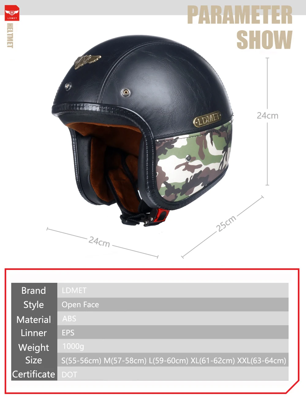 Motorcycle Helmet Glass Fiber 3/4 Open face Helmets Ece Approved ...