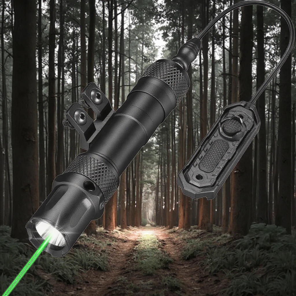 Rechargeable 2000 Lumens Tactical Green Laser Combo Tactic Flashlight ...