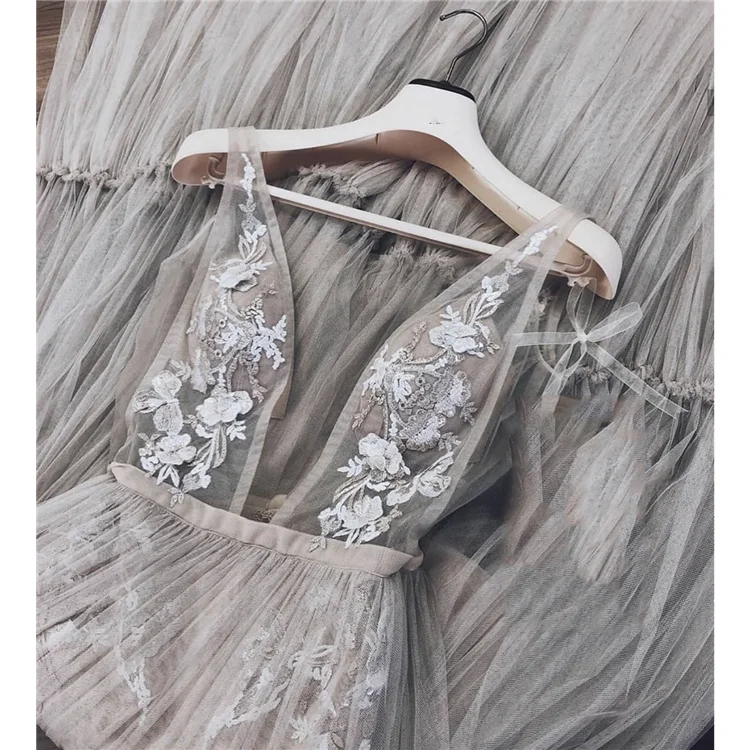 Shop High Quality V Neck Tulle Wedding Gowns by ZHIYA GARMENT