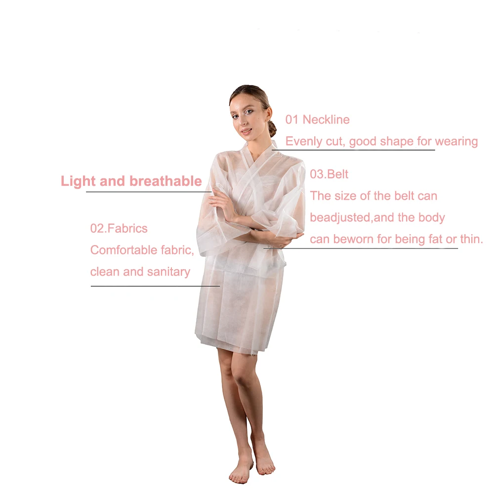Spa Beauty Sauna Massage Gown Disposable Kimono Disposable Bathrobe ...