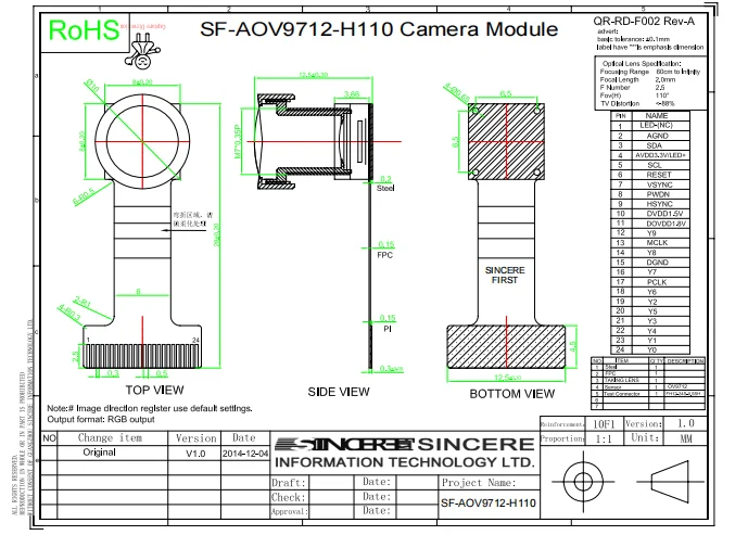 Sincere First Factory Price Ov9712 Sensor Usb Sensor Cmos Camera Module ...