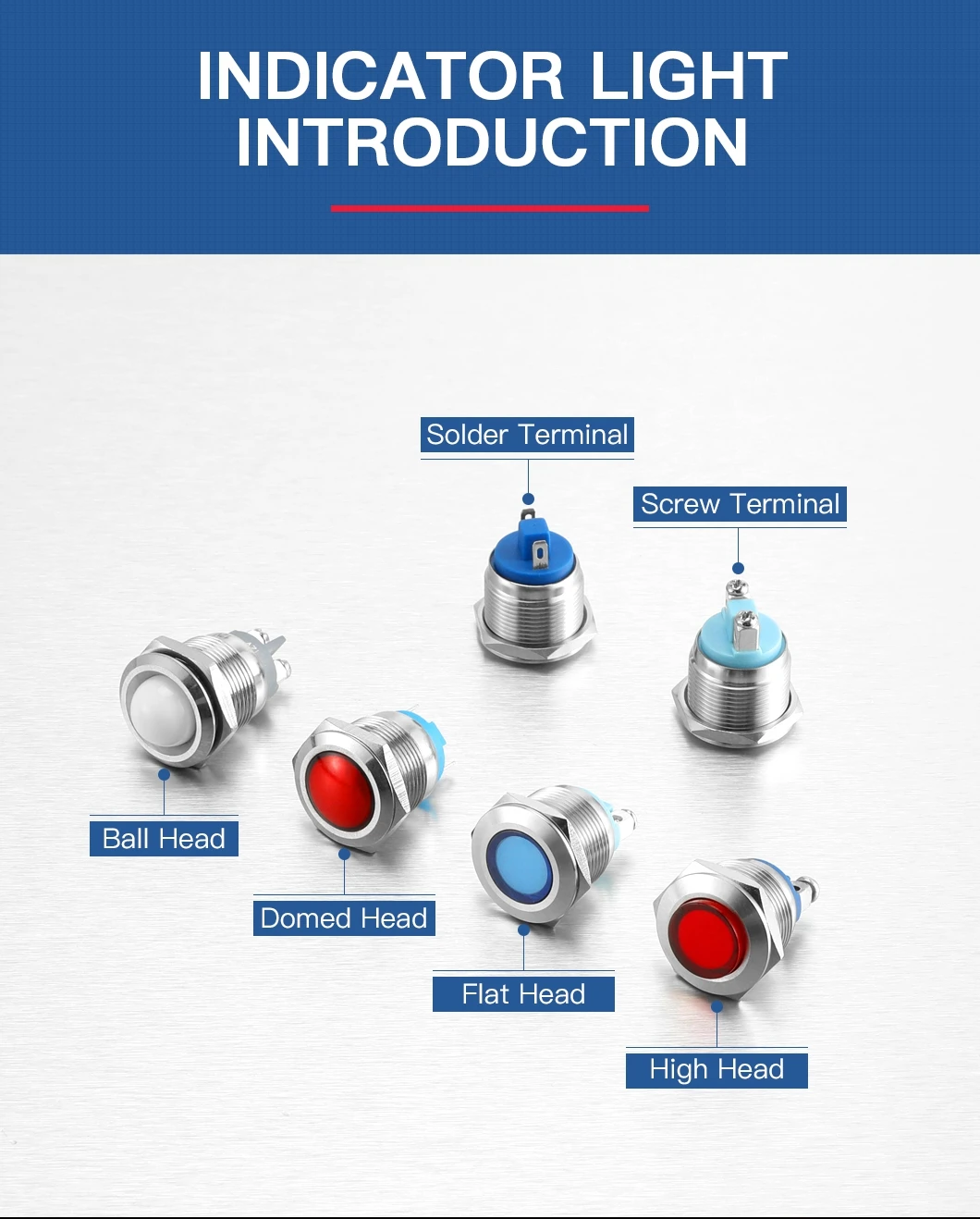 ABILKEEN 12mm Flat Head Warning Symbol Metal Black Led Red Yellow White ...