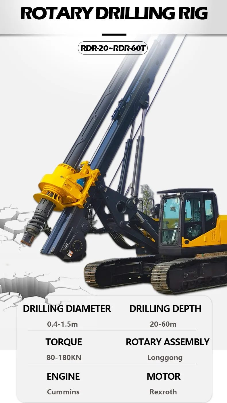 Tracked Wheeled Rotary Drilling Rig Kelly Bar Lock Rod Rotary Drill Rig ...