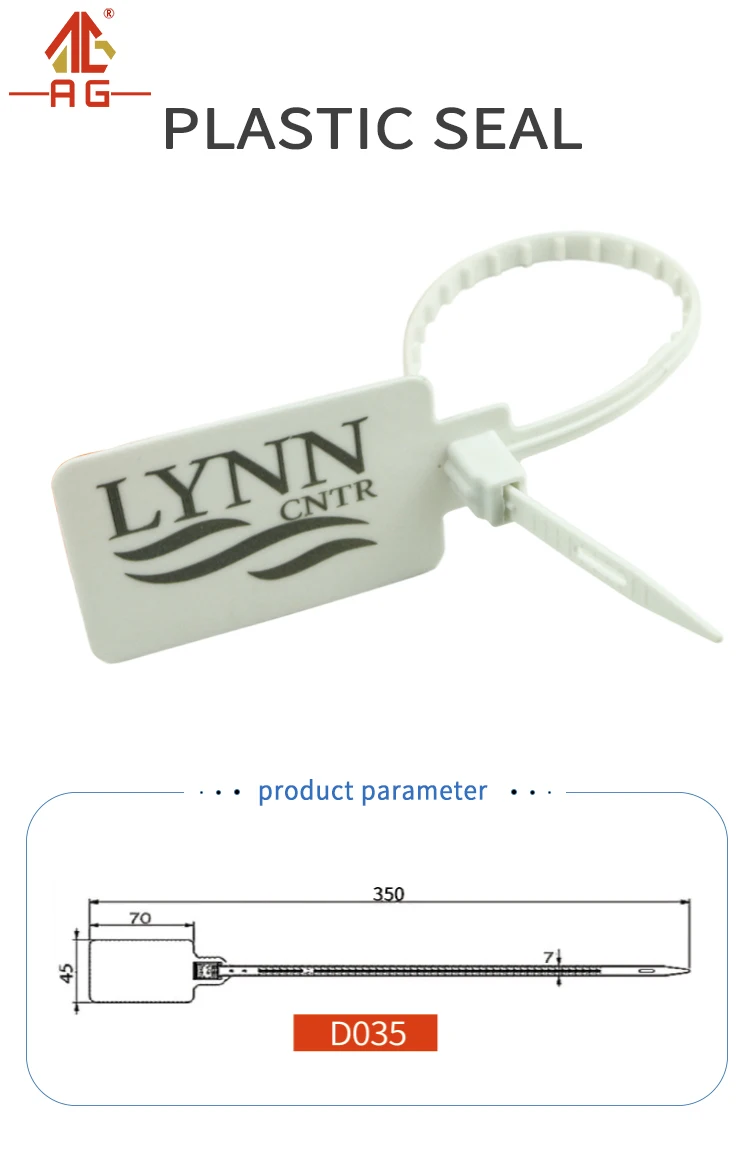 D035 Self Locking Pull Tight Barcode Printing Security Plastic Seals ...