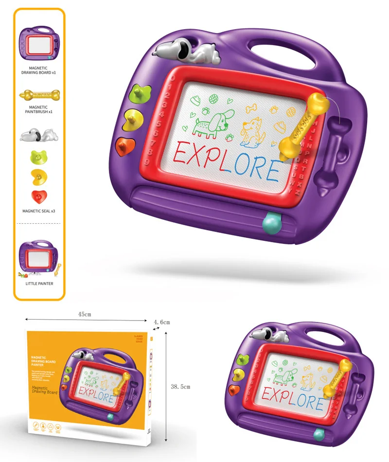 Kids Educational Writing Toy Erasable Cartoon Dog Mini Magnetic Magic ...