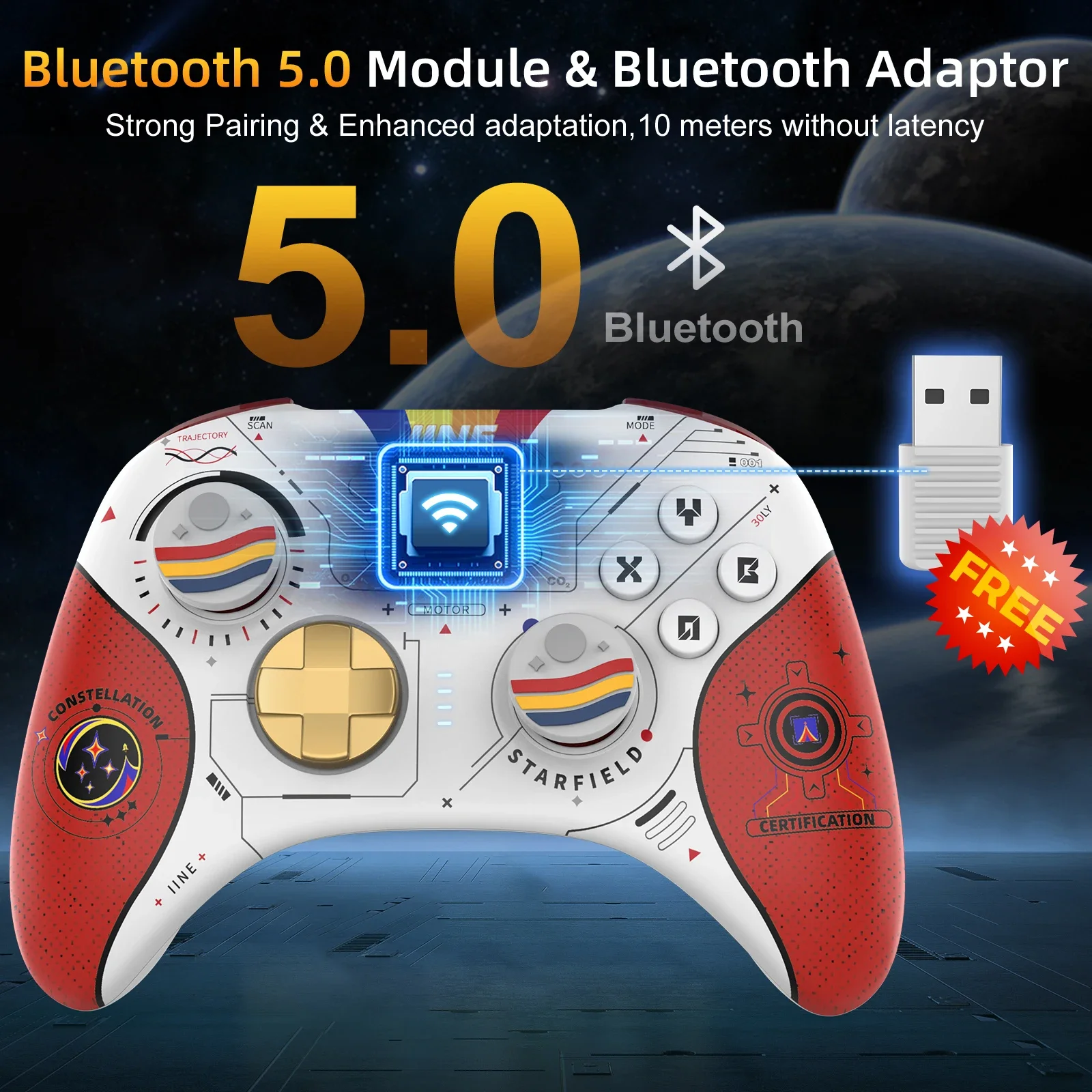 New Star-field Pc Controller Hall Effect Joystick & Nfc Amiibo With 2 ...