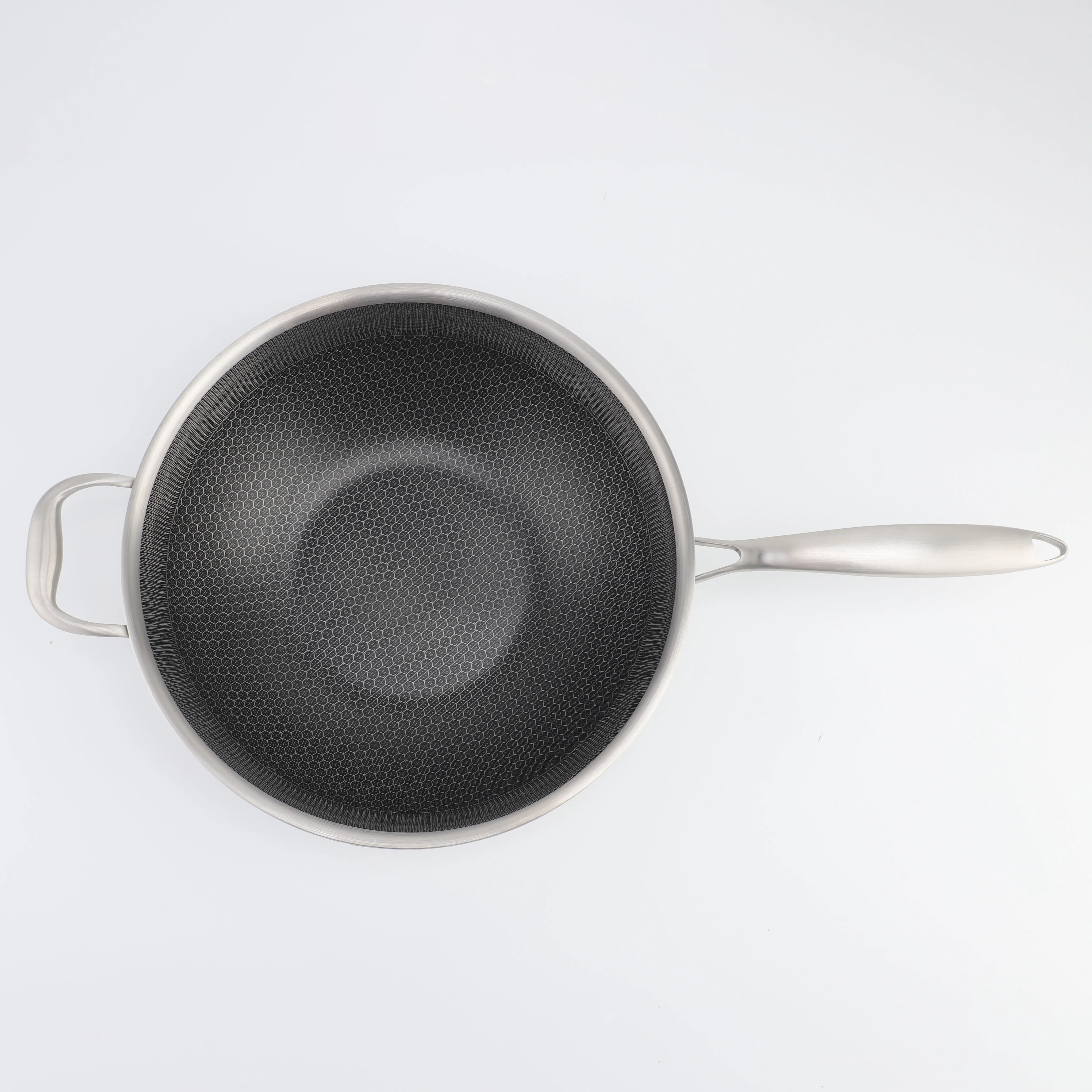 Tri-ply 30 cm Hybrid Pan & Wok with 30 cm Lid Set Honeycomb Stainless ...