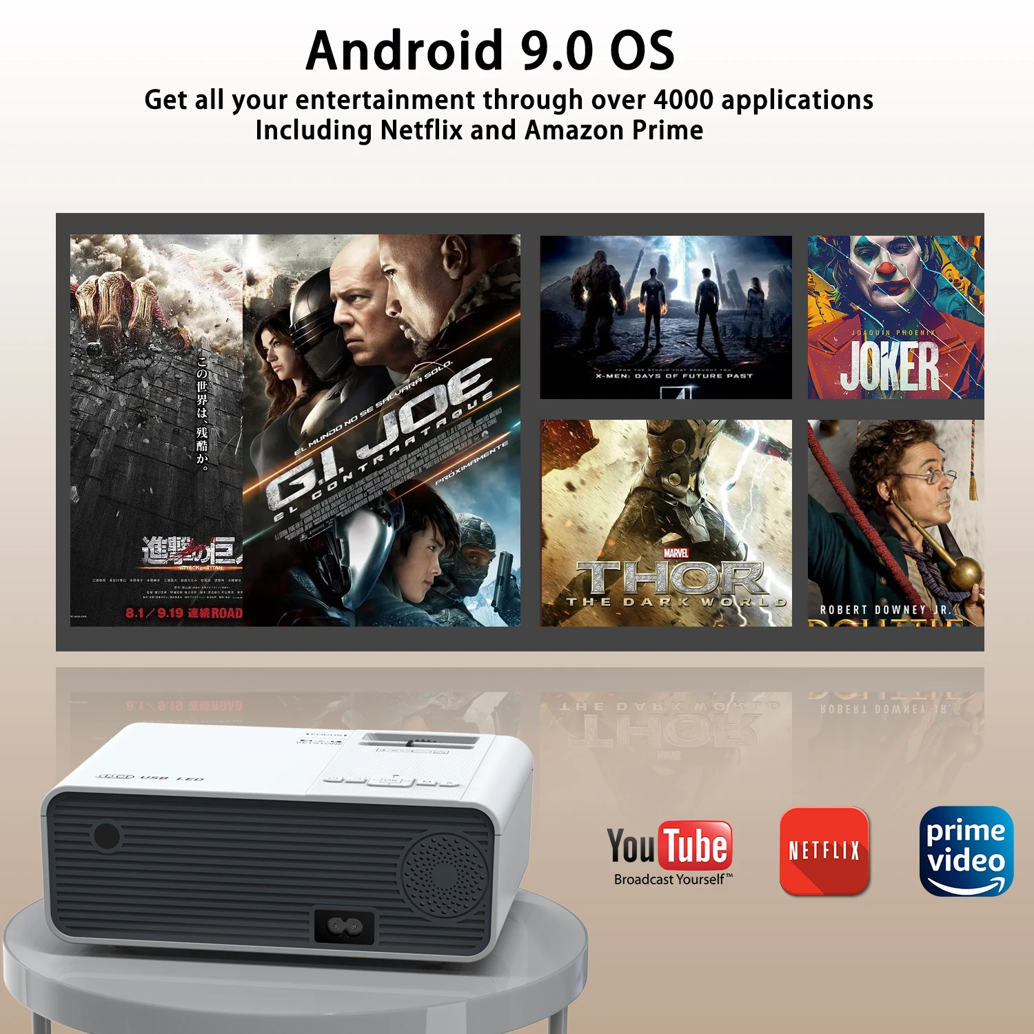 Full HD 1080P Smart Android Wifi LCD Video Laser Projector HiFi Speaker ...