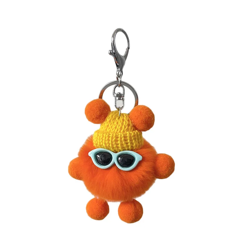 S437 1pc Fashion Cute Mini Key Ring Student Fluffy Pom Pom Velvet Plush ...