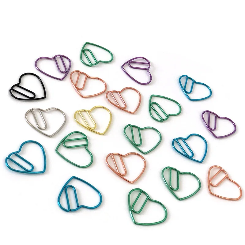 Cute Mini Small Heart Paper Clips Paperclips Smooth Finish Wide Clips ...