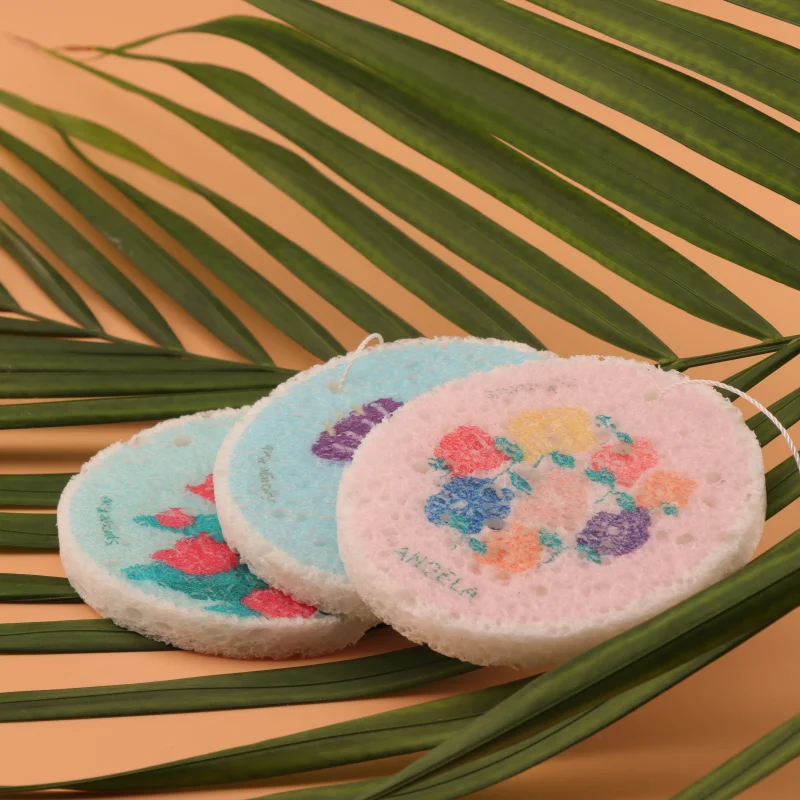 Kitchen logo Compressed Sponge Round White Small Compressed Cellulose ...