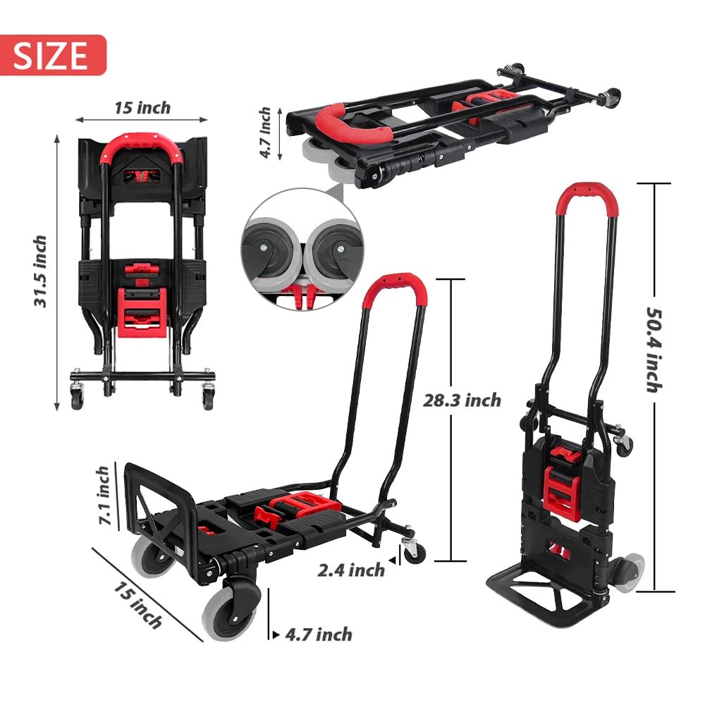 Convertible Folding Steel Hand Cart Trolley Portable Heavy-duty Truck ...