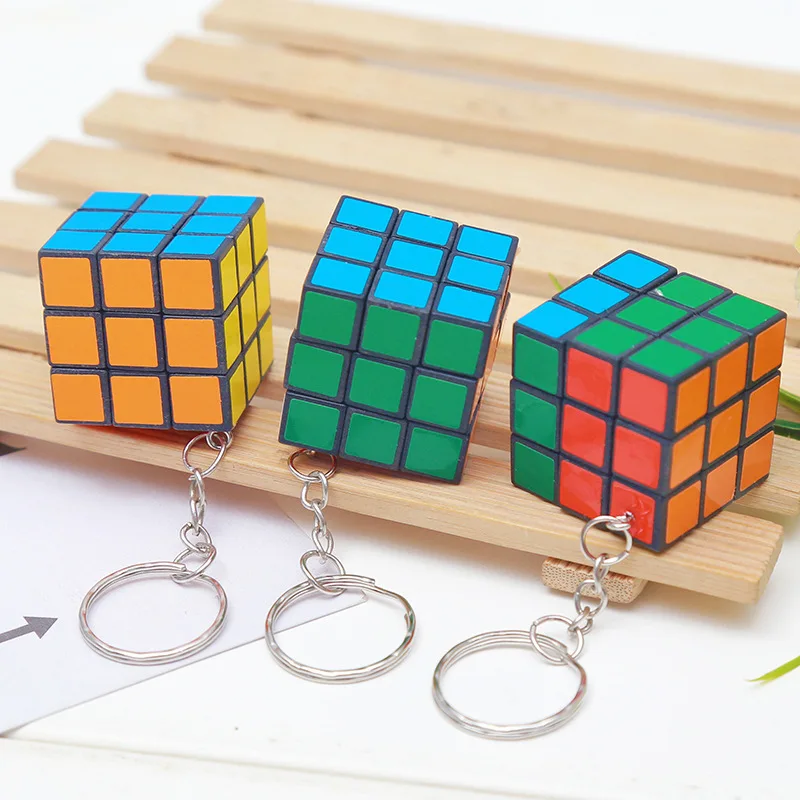 Funny Rubik Cube Keychain 3cm Mini Toy Keychain For Boy Student Pendant ...