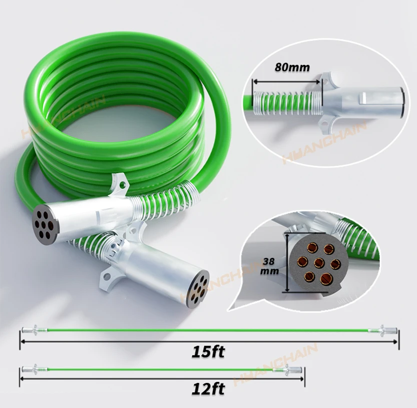 Huanchain 12ft 7 Core Cable For Trailer Truck Trailer Cable Abs 7-pin ...