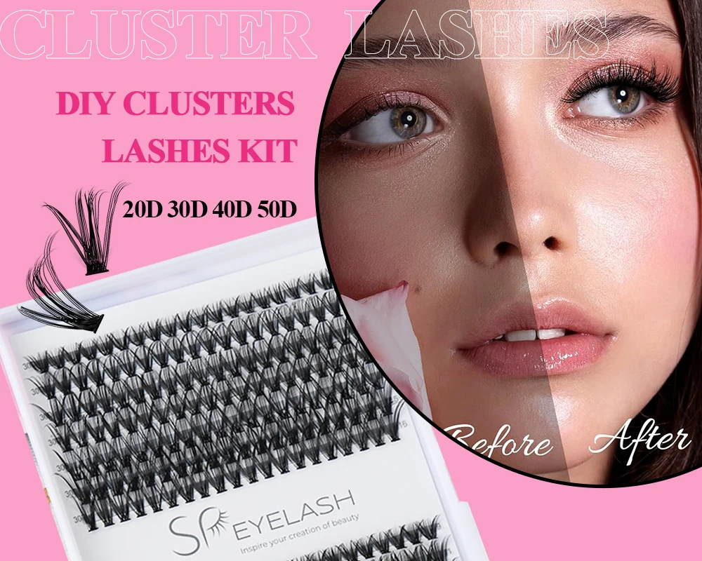 Sp Eyelash 280pcs Lash Clusters D Curl Diy Lash Extension Kit With Lash Bond & Seal & Lash ...