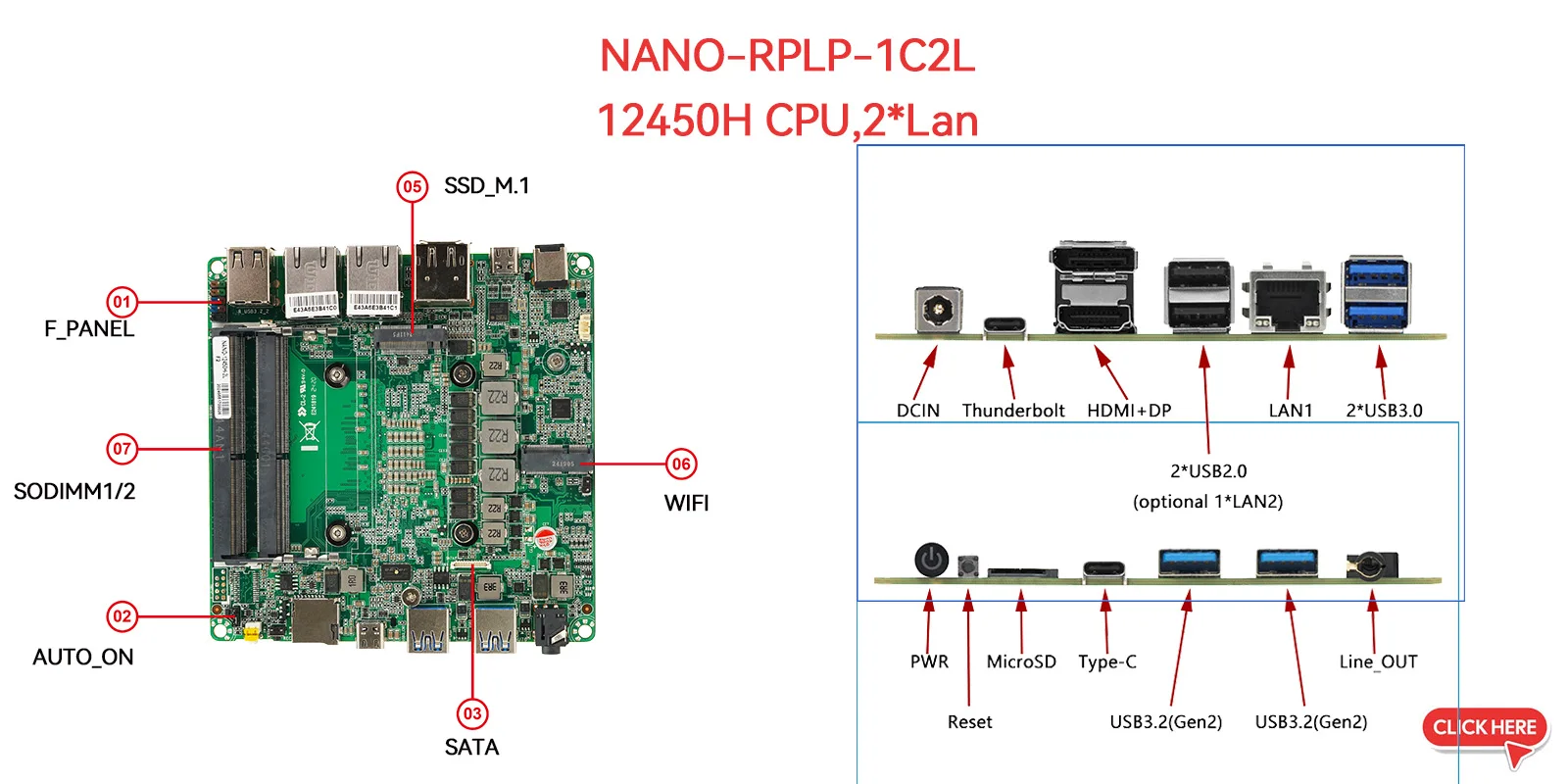 Nano Itx Motherboard N100 N95 CPU with 2 LAN 2 COM RS232 DP