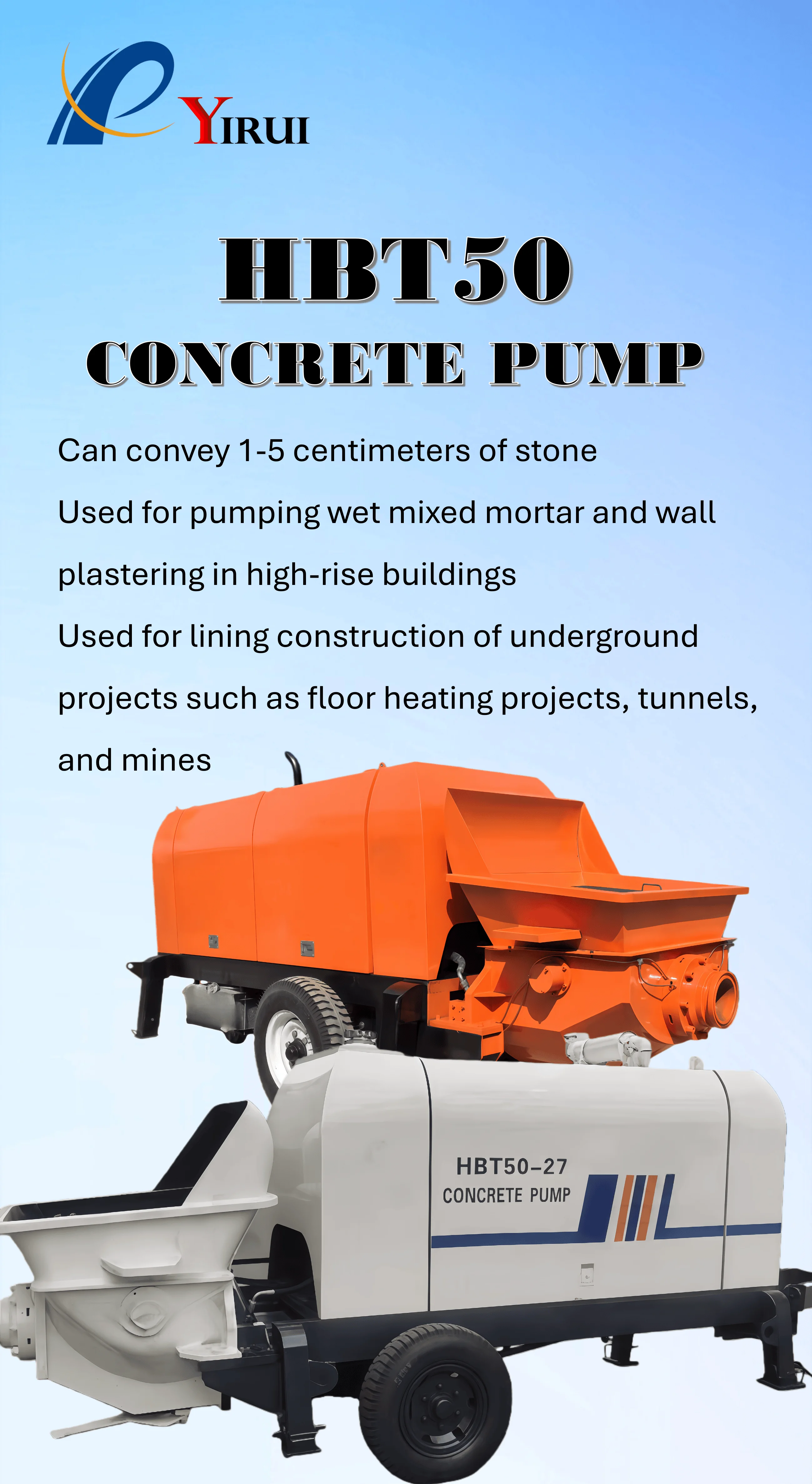 Hot Sale HBT50 Customizable 50m³/h Concrete Pump Bridge Construction ...