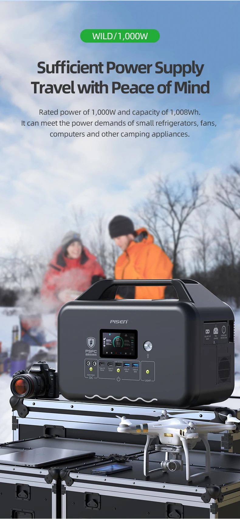 1000w Pure Sine Wave 110v 230v 1008wh Outdoor Camping Lifepo4 Power ...