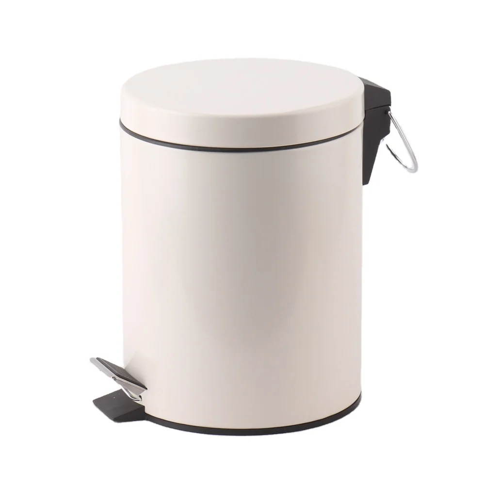 Waste Bin Round Stainless Steel Pedal Trash Can Soft Closed Round ...