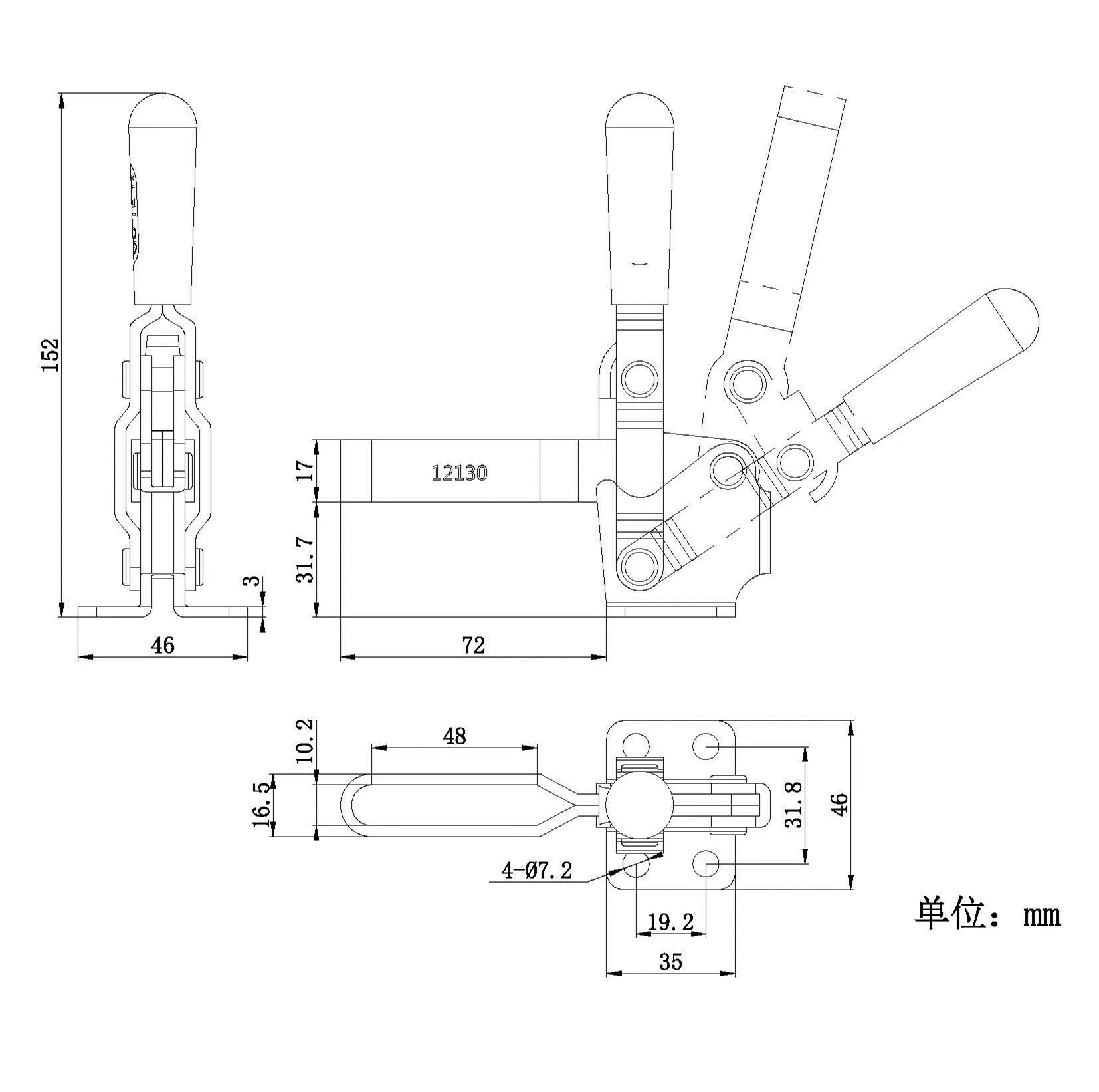 12130 Stainless Steel Vertical Toggle Clamp Building Tools Destaco ...