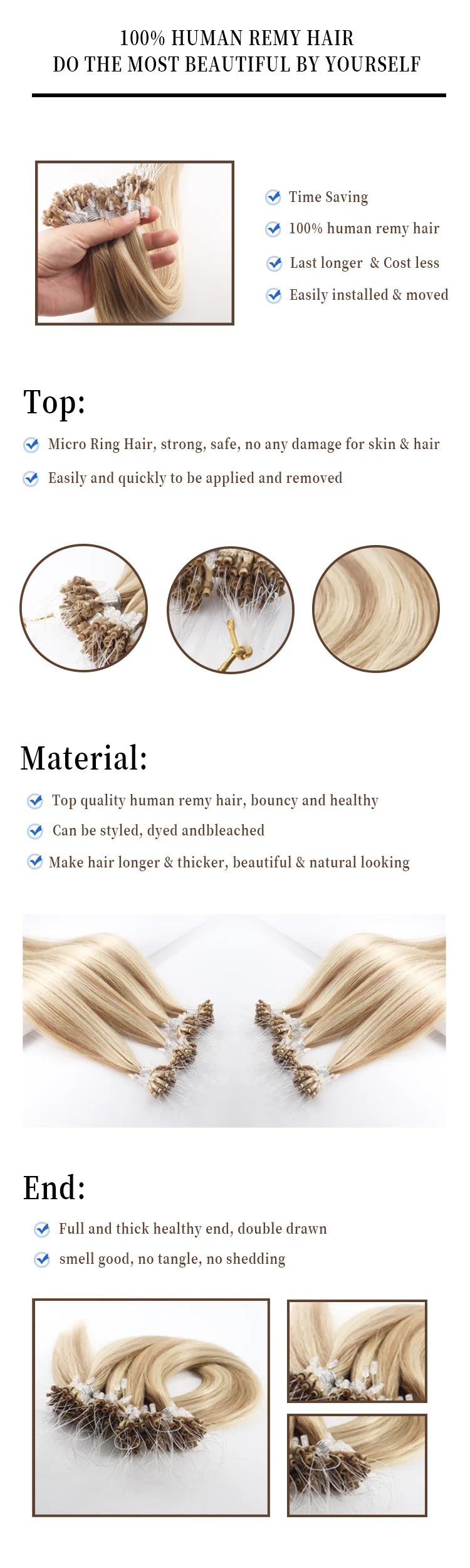 Straight High Quality Fashion Pre Loop Crochet Micro Loop Real Human ...