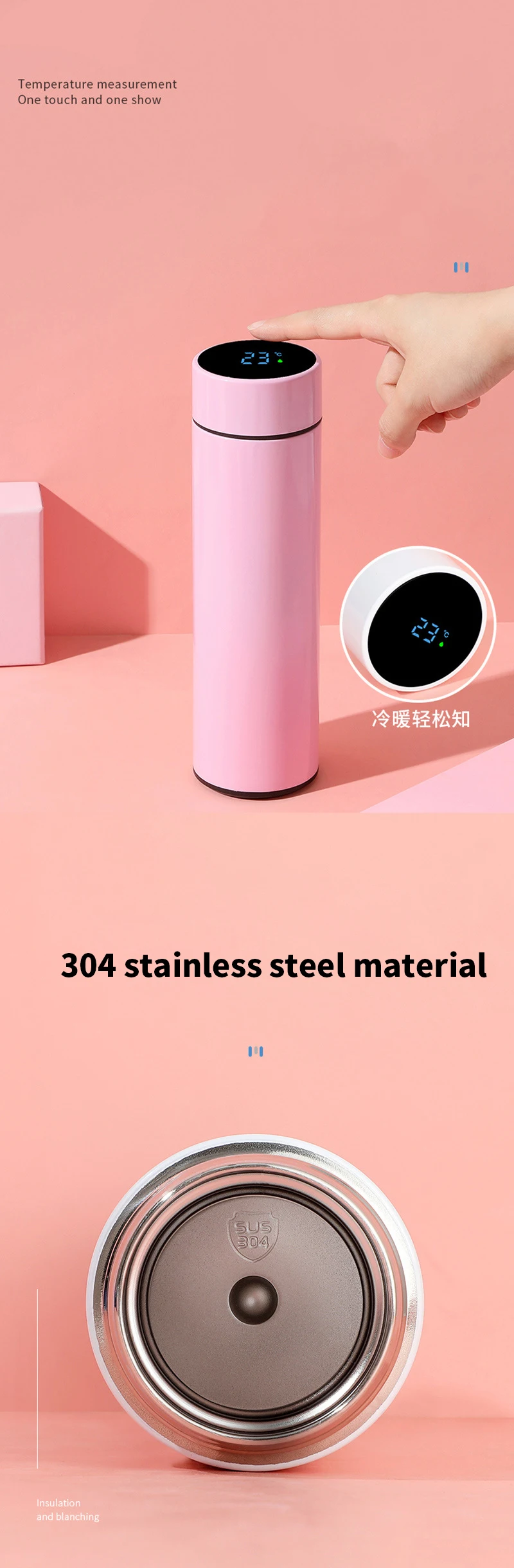 Custom Office Business White Color Vacuum Flask 304 Stainless Steel ...