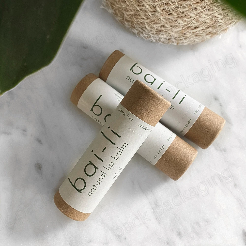 Hot Selling Reusable Material Lip Balm Container Kraft Paper Tube Push ...