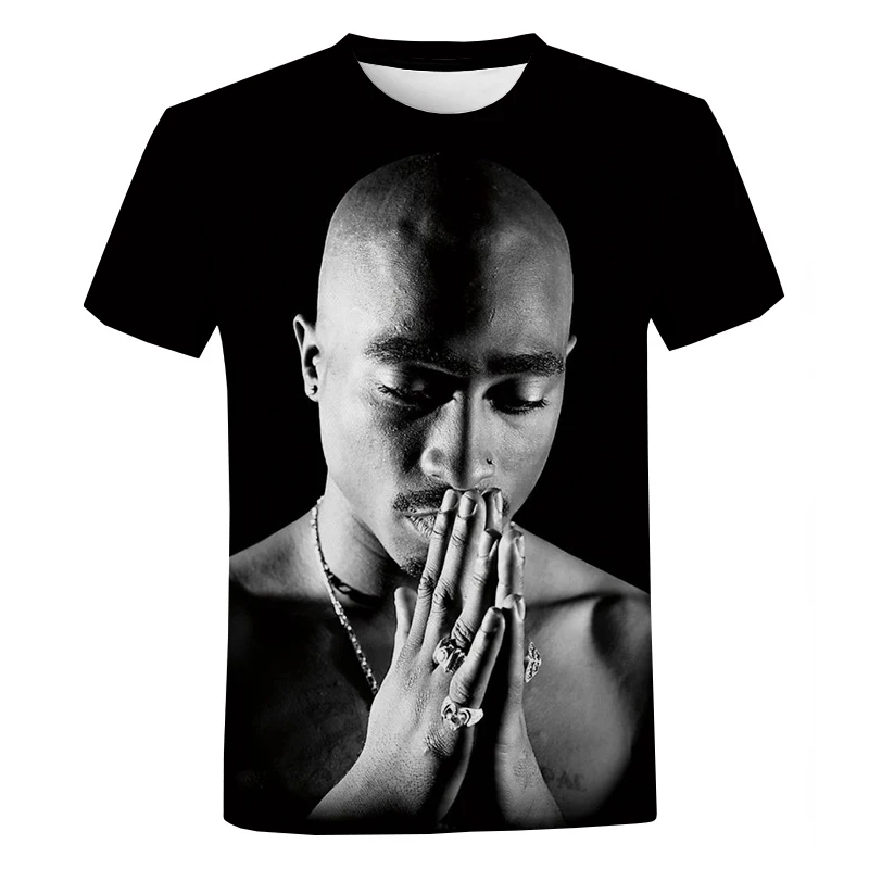Rapper Tupac 2pac 3D Printed Shirt for Men Hip Hop T-shirt