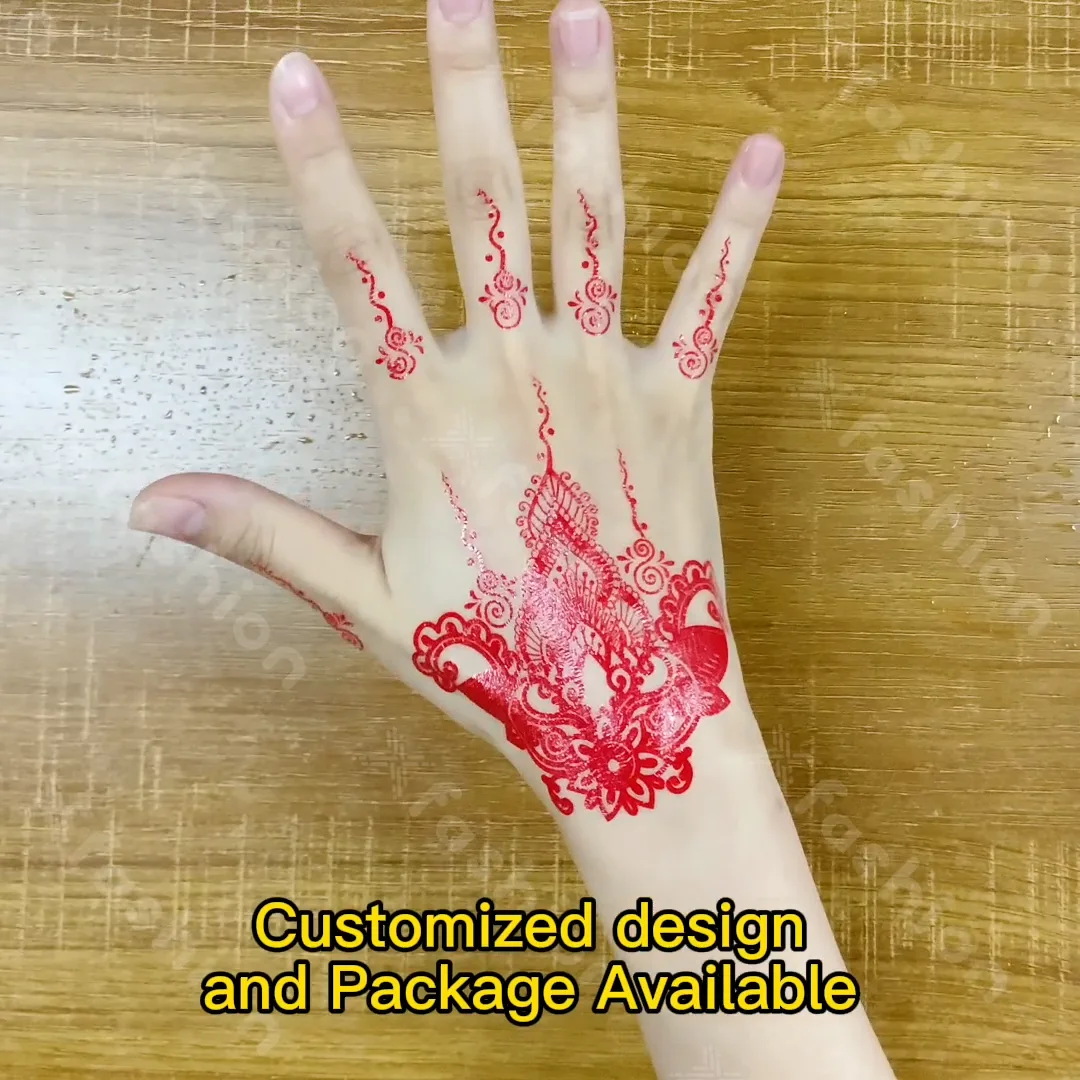 Henna Tattoo Sticker Hand Body Art Red Hanna Lace Tattoo Sticker ...