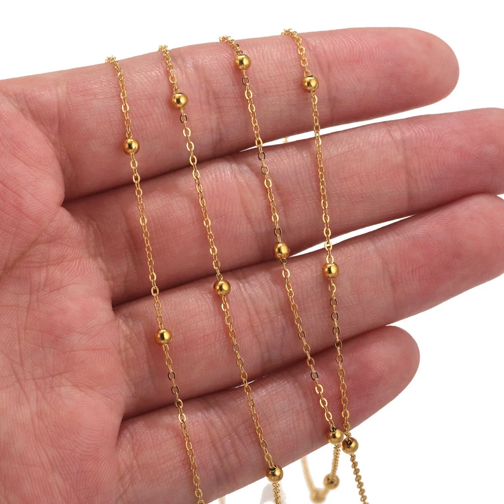 Stainless Steel Flat Cross Bead Chain 18k PVD Plated