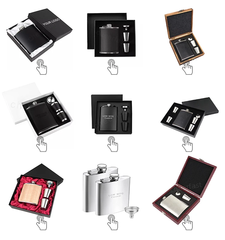 Retro 6oz Stainless Steel Hip Flask for Gift Set and Leather Hip Flask ...