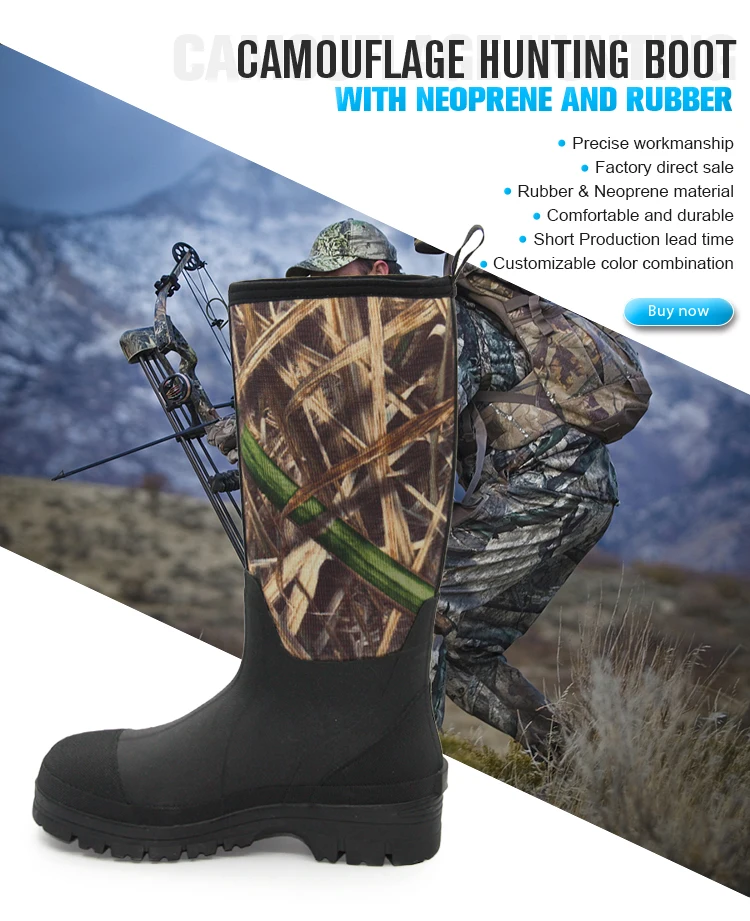 Custom Logo Rubber Moulded Snake Proof Men Waterproof Hiking Gum Boots ...