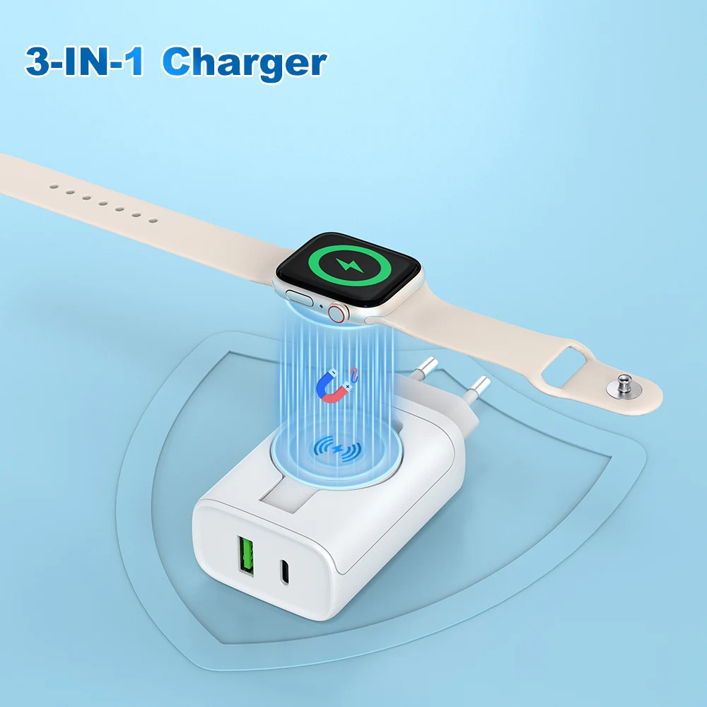 33w 30w Pd 3-in-1 Fast Charging Block Gan Charger With Magnetic ...