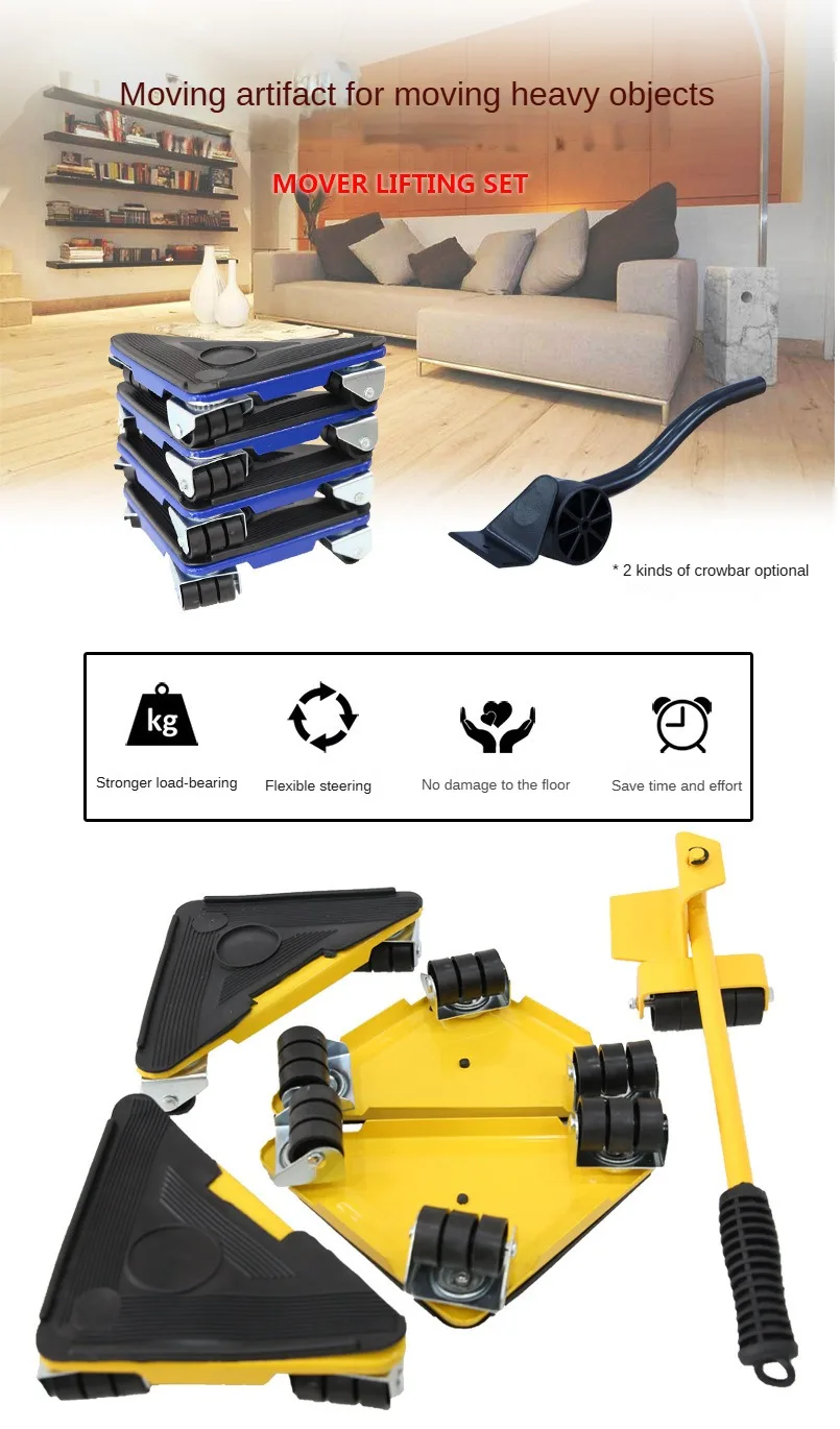 Adjustable Height Lifter Tool Shifter Heavy Furniture Moving Tool with ...