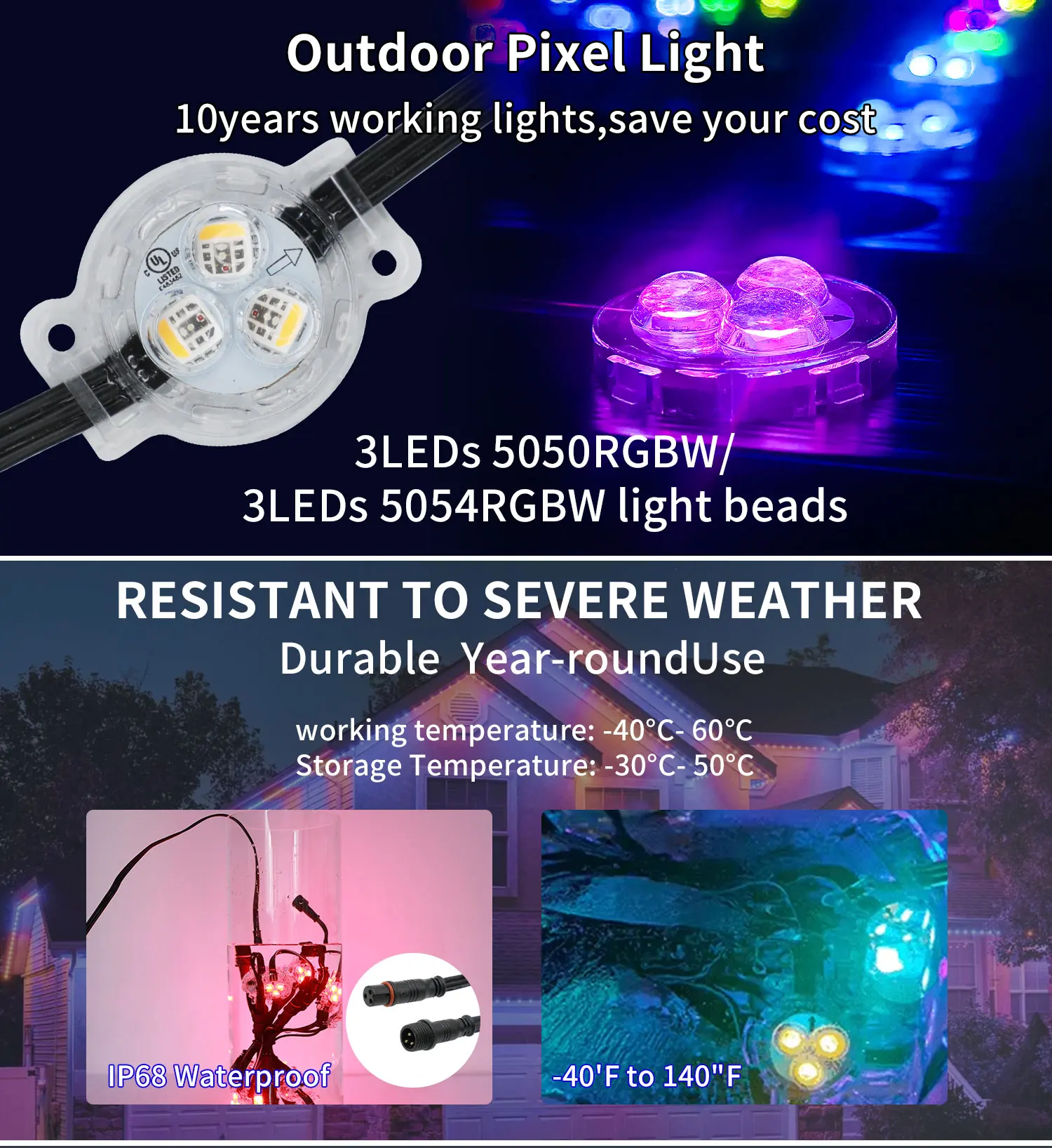 Gouly Customized LED Outdoor Lights - IP68, RGBW Chasing Color
