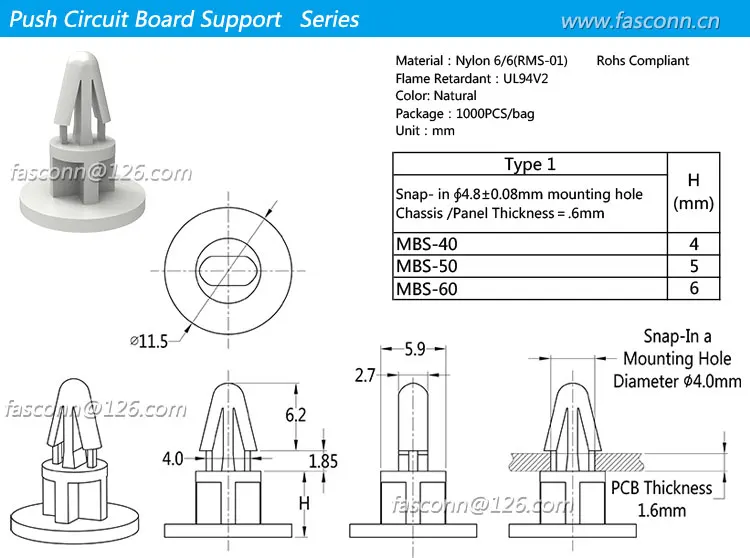 PCB Lock-in Mini Push Spacers - Reliable Support Solutions