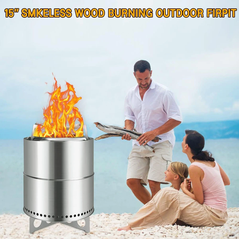 Factory Large Cast Iron Bonfire Camping 15.7 Inch Smokeless Clean ...