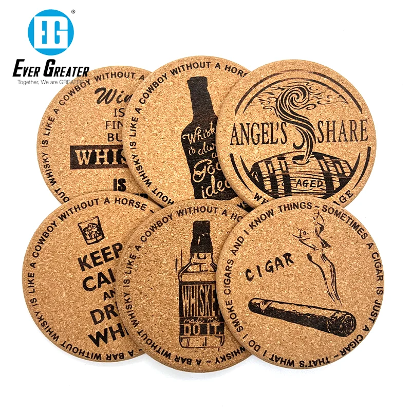 Custom Printed Cork Coasters Personalized Round Coasters for Drinks ...