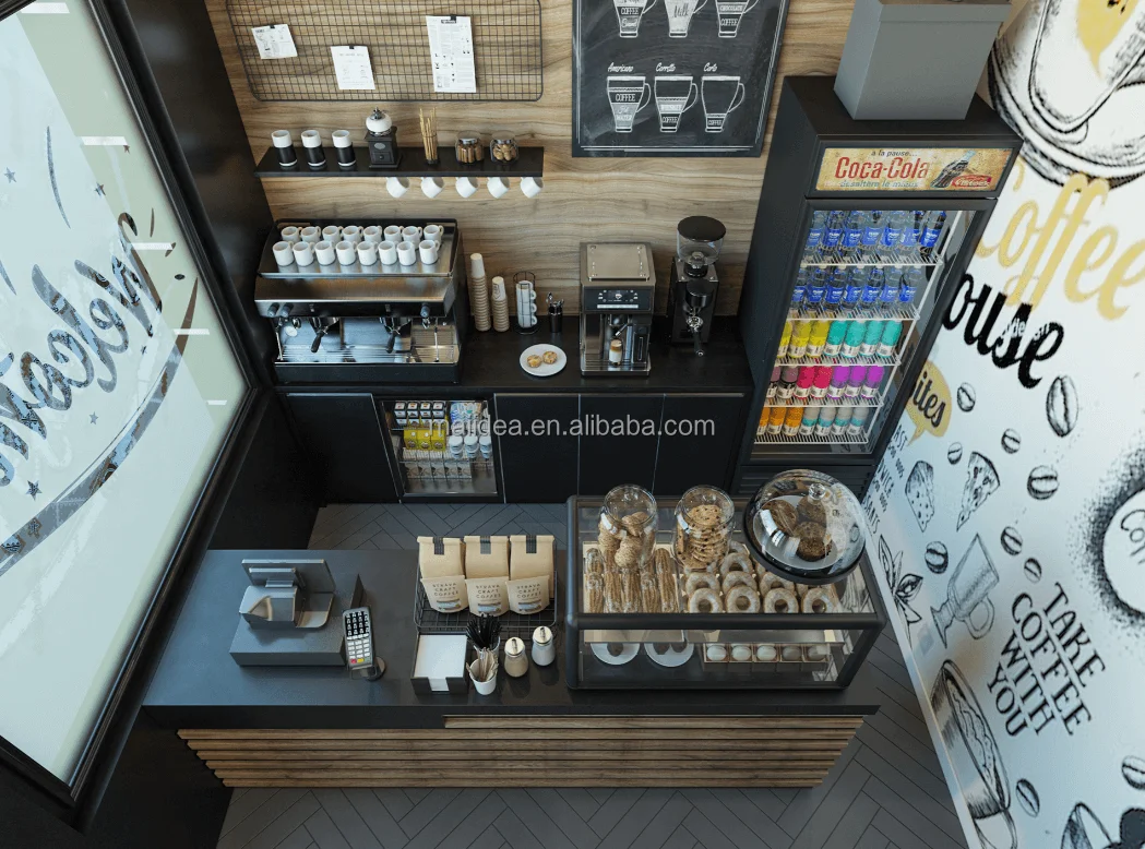 Modern Cafe Interior Decoration Bar Counter – Stylish Coffee Shop ...