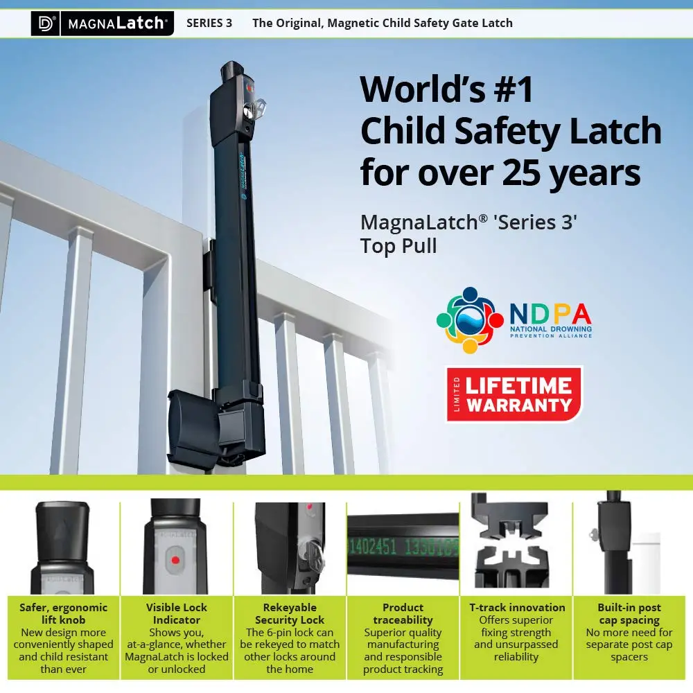 Magnalatch Top Pull Safety Gate Latch - Easy & Secure