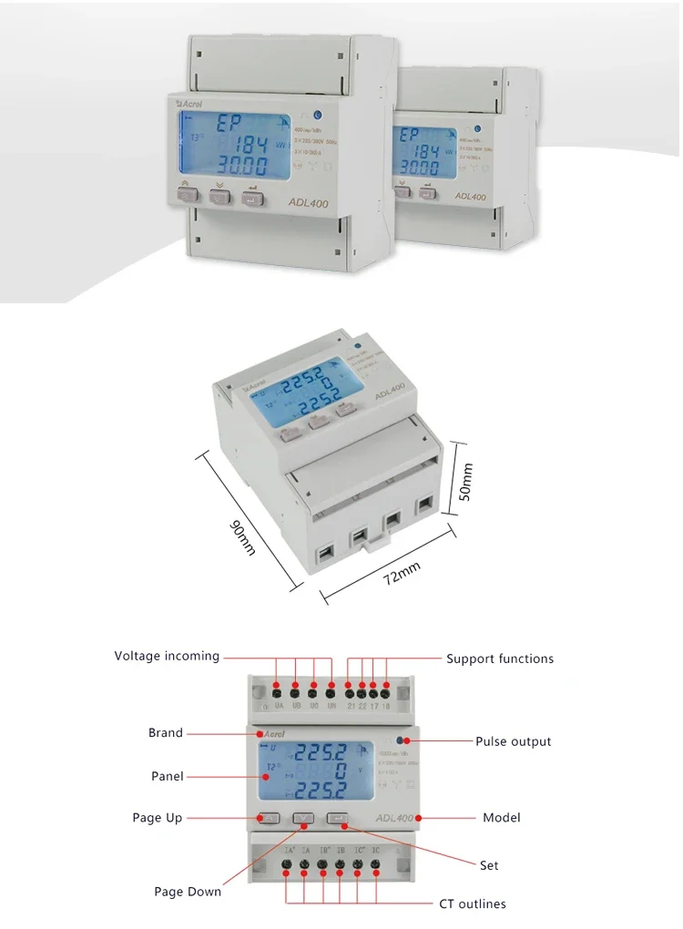 Three Phase Power Meter Adl400 With Mid Power Monitor Bidirectional ...
