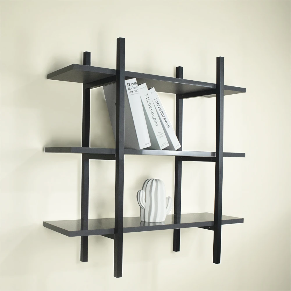 Industrial Modern 3-Tier Wall Mounted Shelves Olive Green