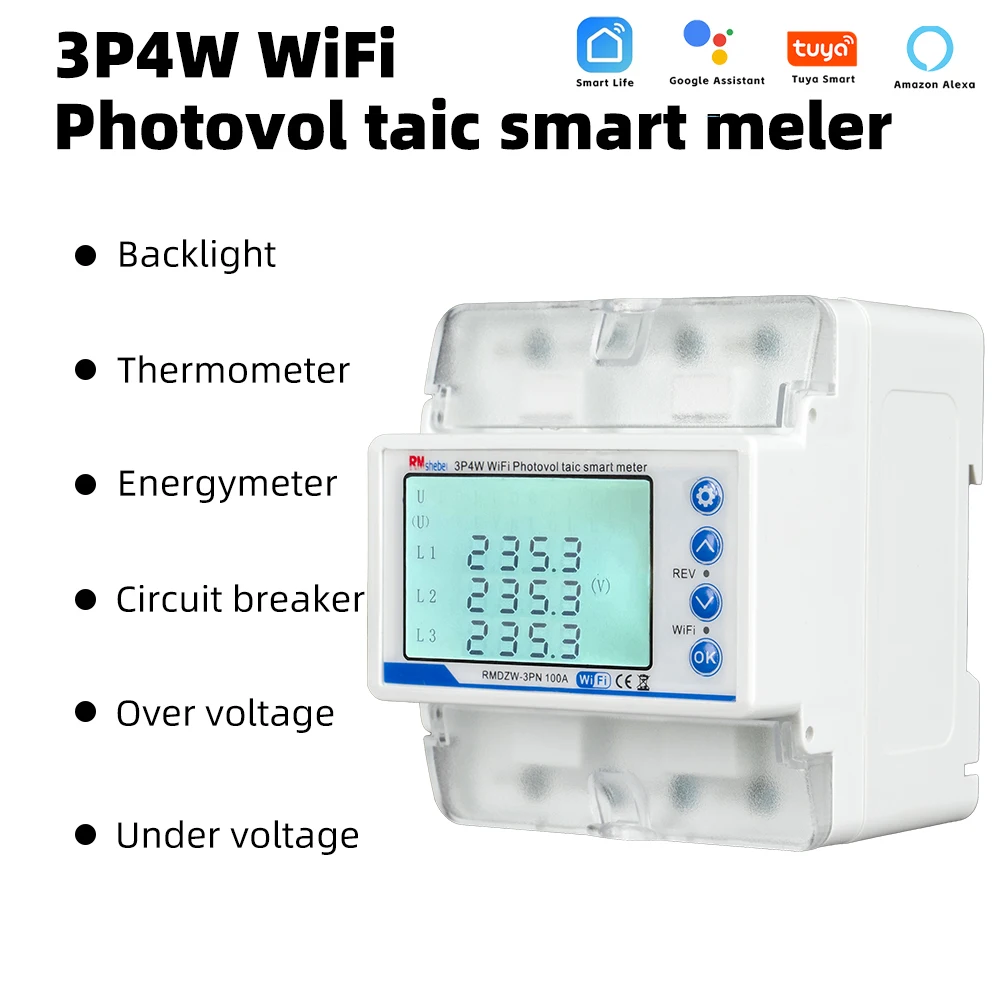Rmshebei 3-phase 4-wire Graffiti Smart Wifi Multifunction Lcd Meter ...