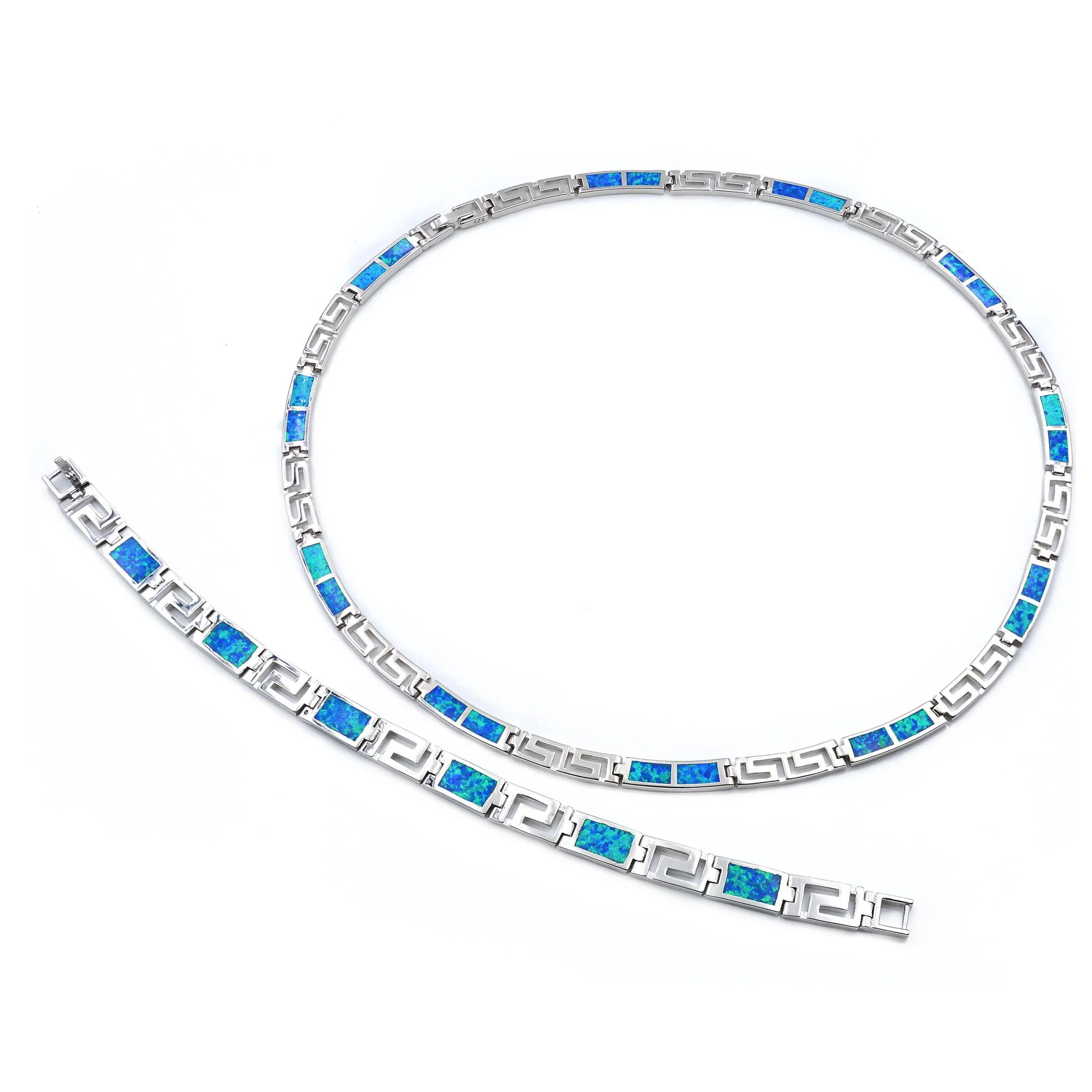 Aegean Blue Meander Greek Key Opal Necklace Ancient Greece Inspired ...