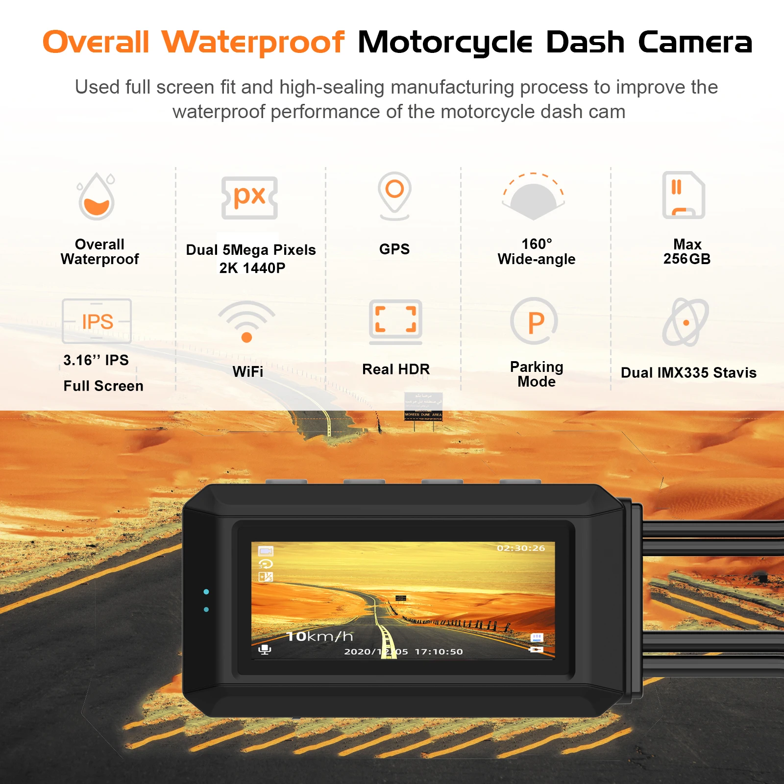 2k High Resolution Loop Recording Motion Detection Car Black Box Front ...