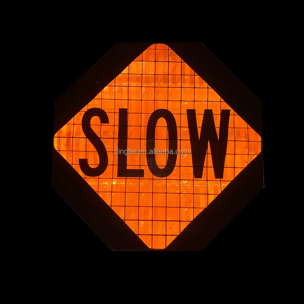 Flexible Road Stop Roll up Traffic Signs Stop / Slow Roll-Up Paddle ...