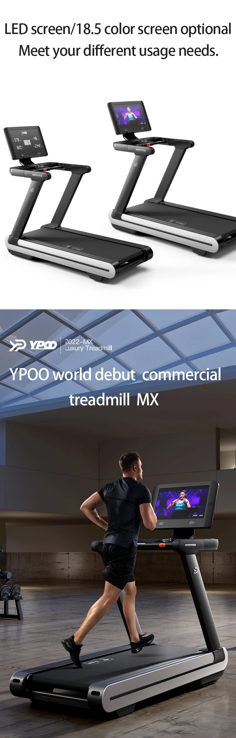 Ypoo Exercise Running Machine Big 18.5 Inch Screen Incline Semi ...