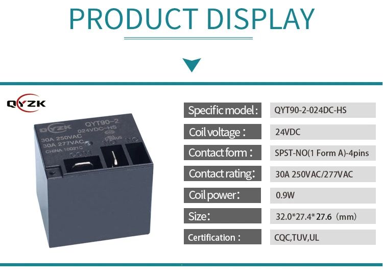 Factory Direct Sales of High Quality T90 AC Relay 30A250VAC SPST-NO (1 ...