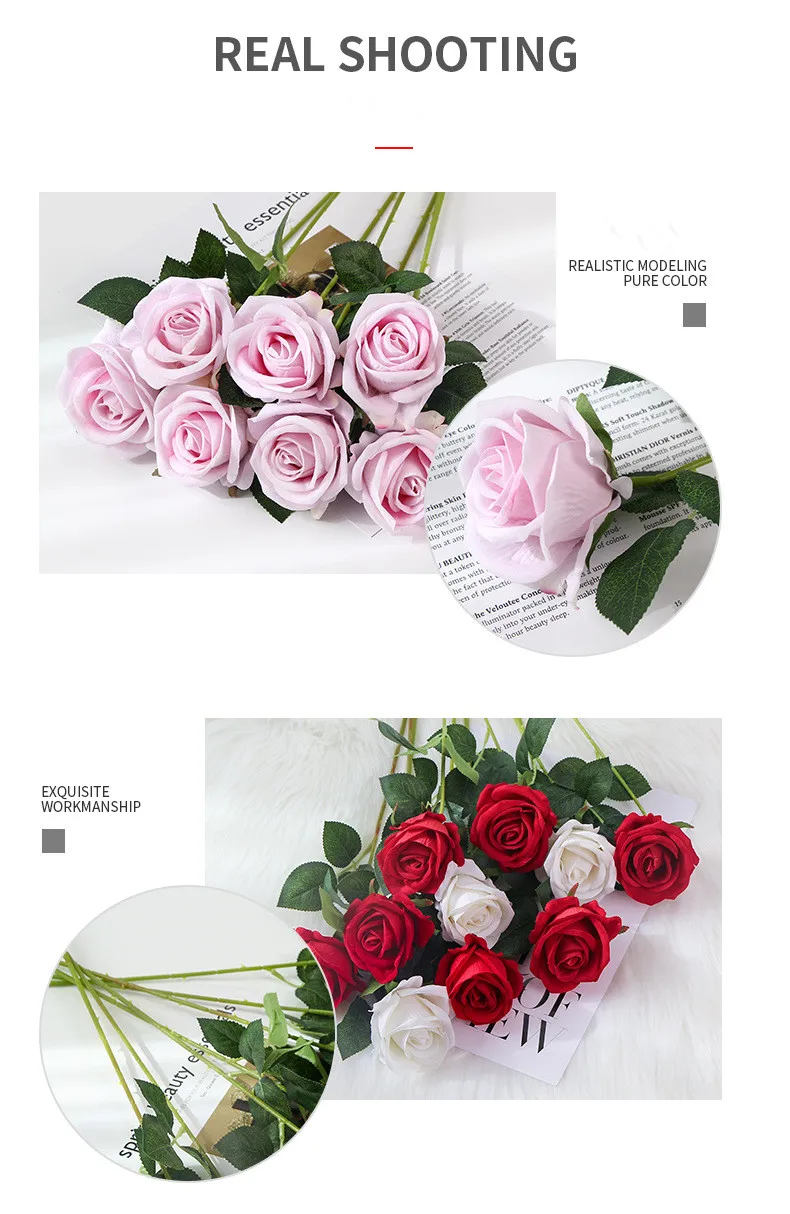 Wholesale Single Artificial Flowers Rose Silk Plastic Simulation Roses ...